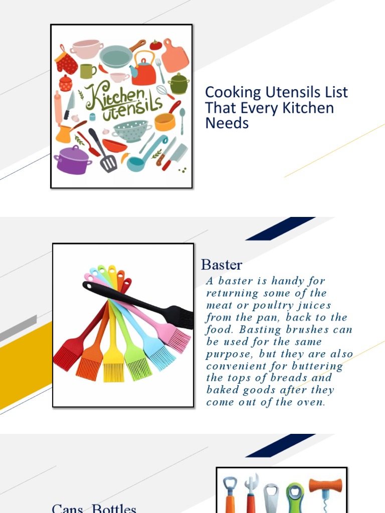 Cooking Utensils List That Every Kitchen Needs | PDF | Roasting ...