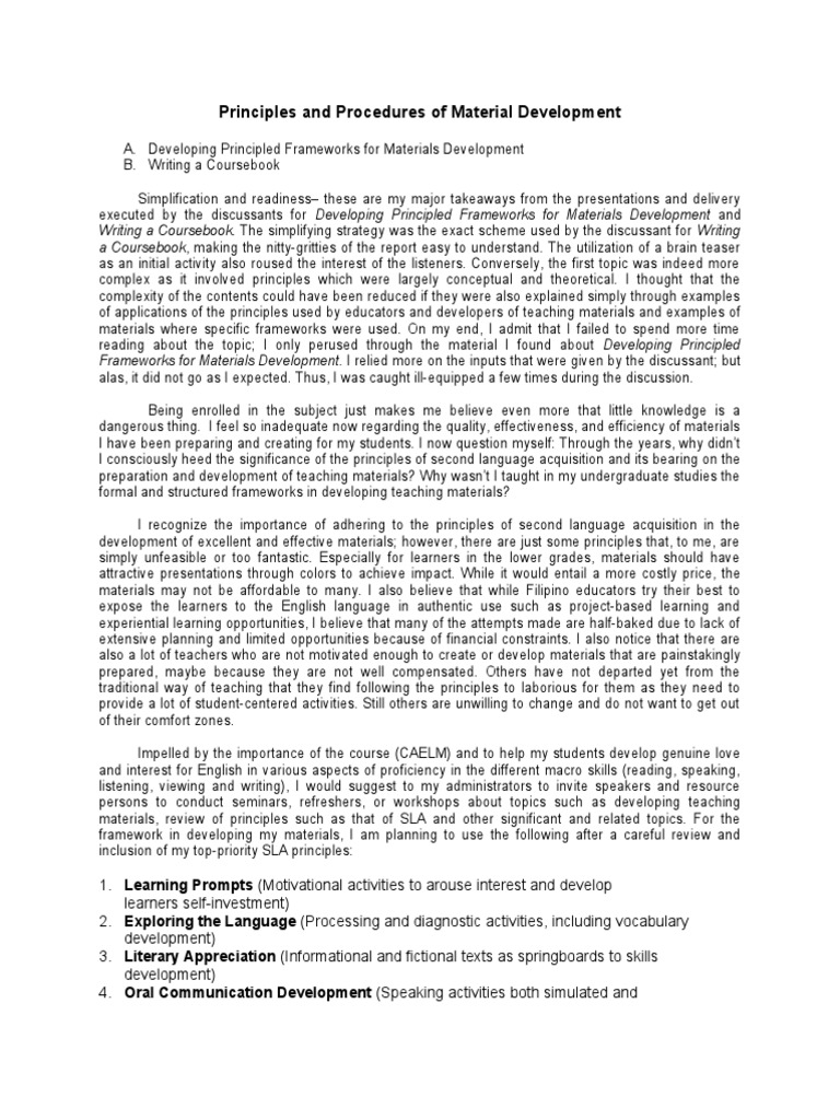 Principles and Procedures of Material Development | PDF | Second ...