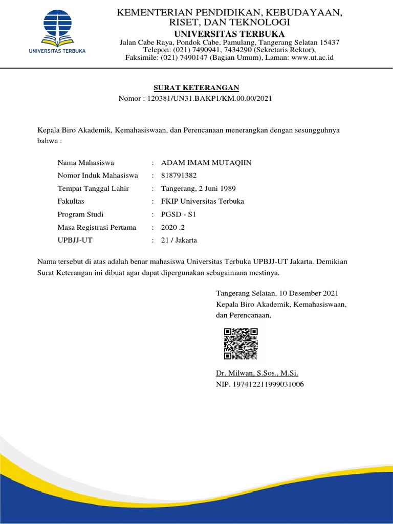 SURAT KETERANGAN AKTIF KULIAH - 211210 - 110803-Dikonversi | PDF