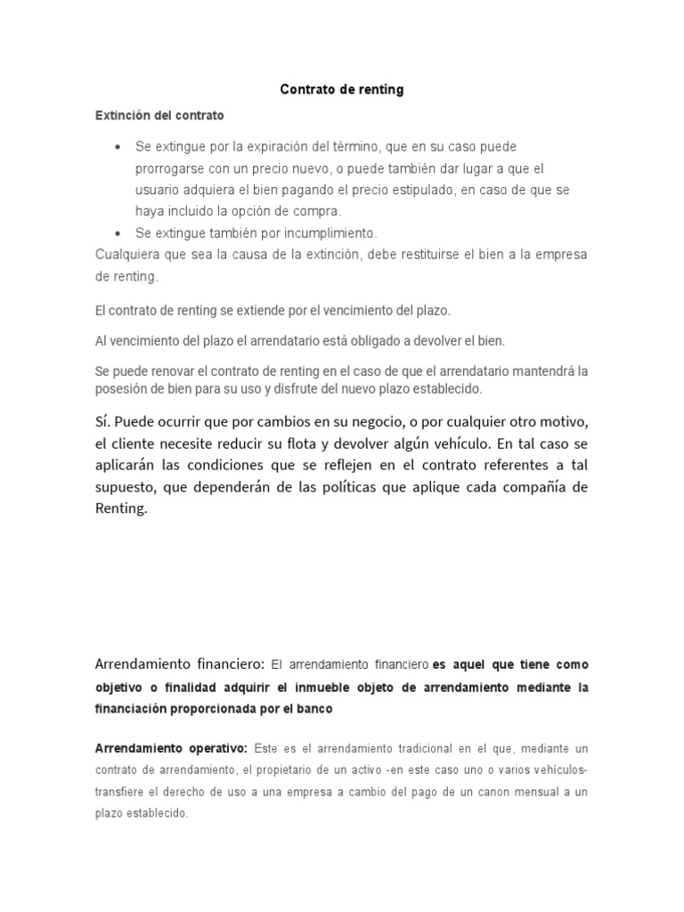 Contrato de Renting | PDF