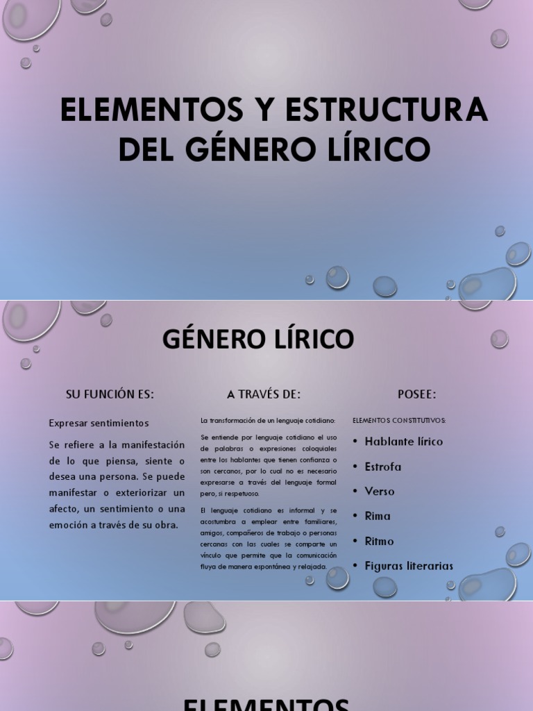 Elementos Del Género Literario | PDF | Poesía | Rima