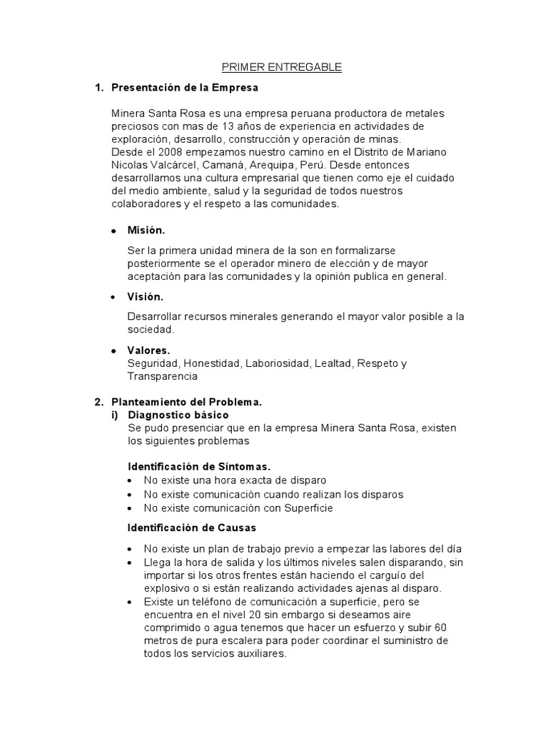 Diagnostico de La Empresa (Tarea1) | PDF | Minería | Análisis