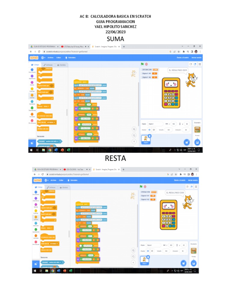 Ac 8 Calculadora Basica en Scratch | PDF