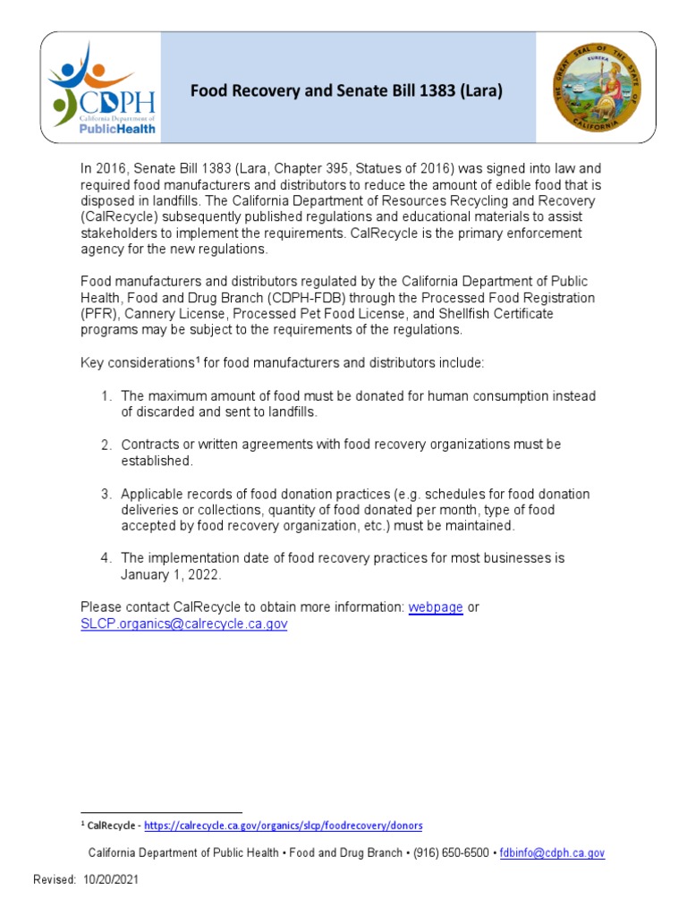 SB1383 Fact Sheet | PDF