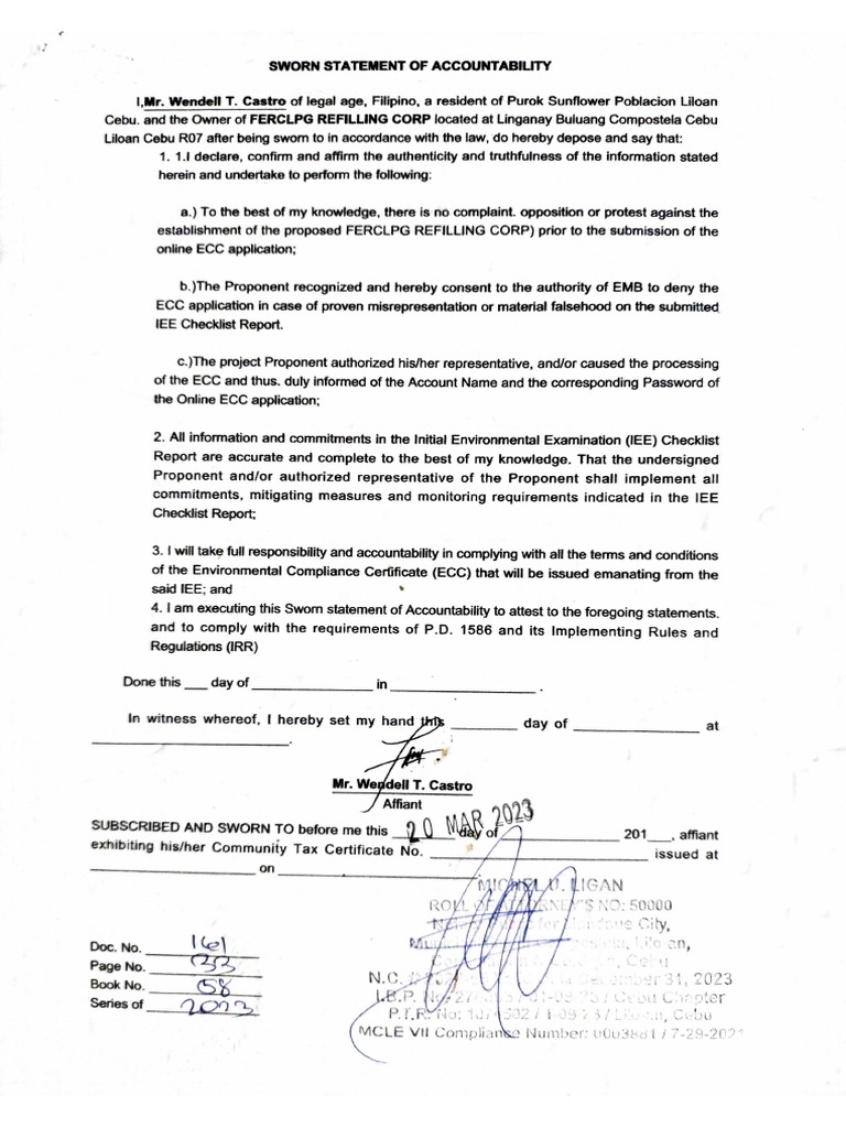 Sworn Statement | PDF