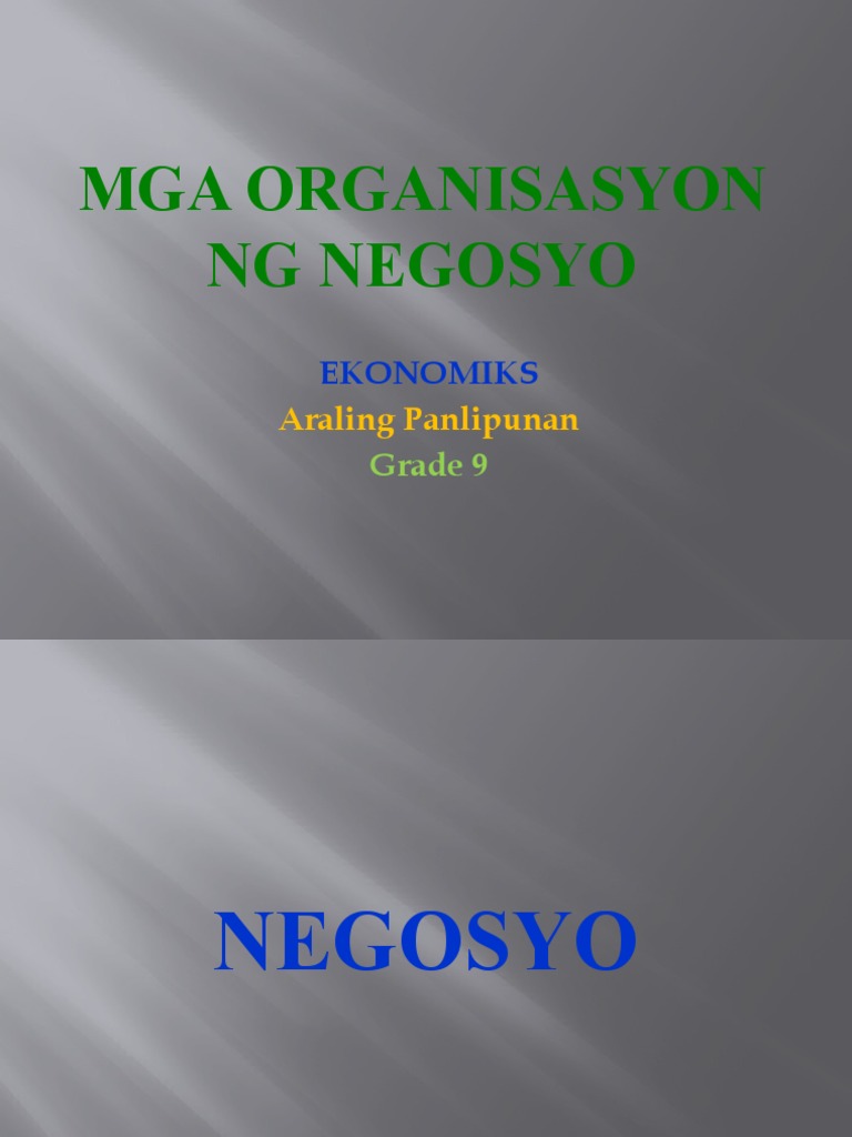 Mga Organisasyon NG negosyo-AP1 | PDF