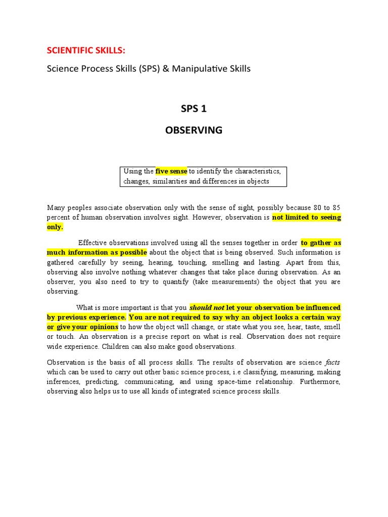 Scientific Skills | PDF | Experiment | Hypothesis