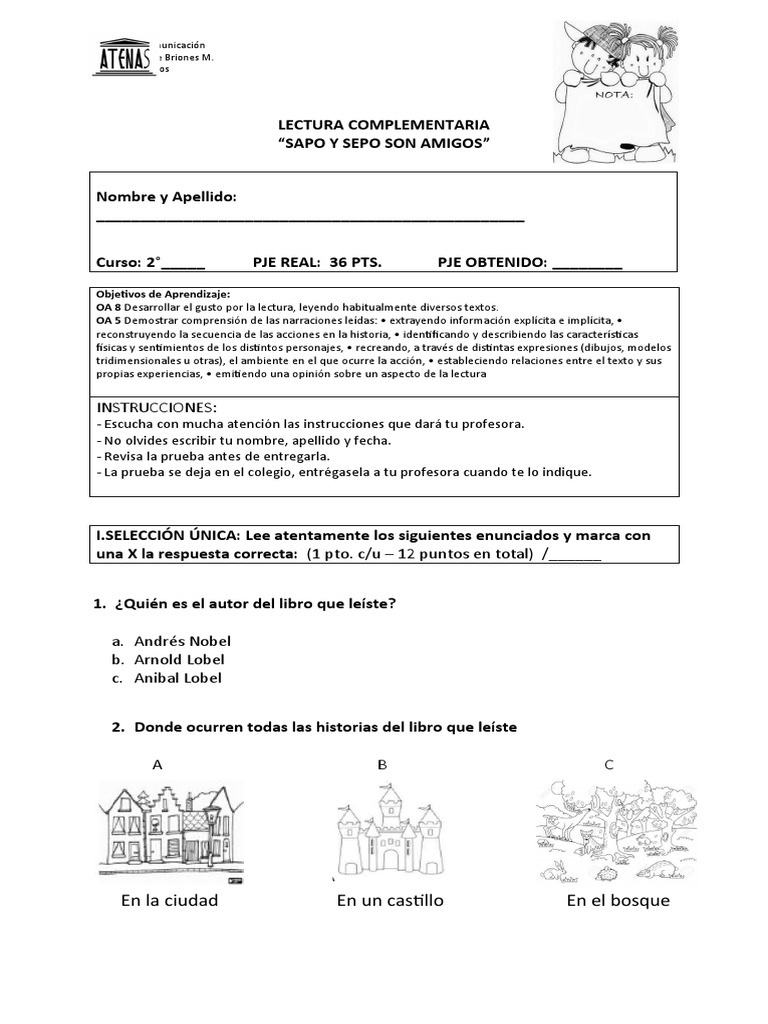 Prueba Sapo y Sepo | PDF