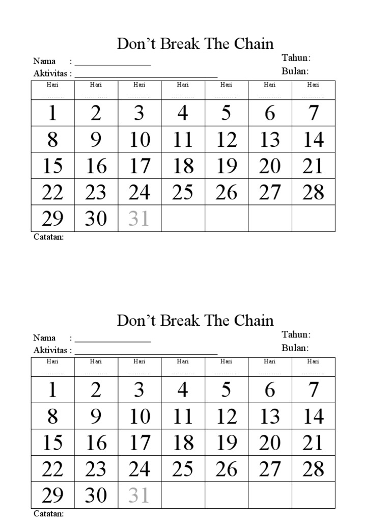 Don't Break The Chain (Master) | PDF | Game & Aktivitas | Metode ...