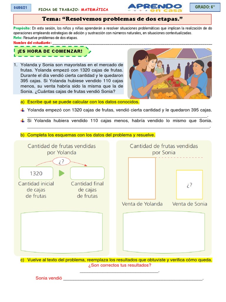 Problemas de dos etapas para 6° grado | PDF