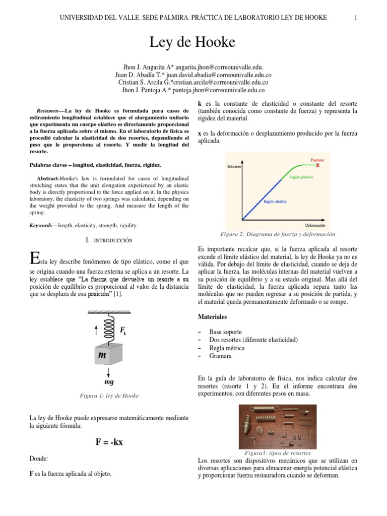 Ley de Hooke | PDF | Fuerza | Oscilación