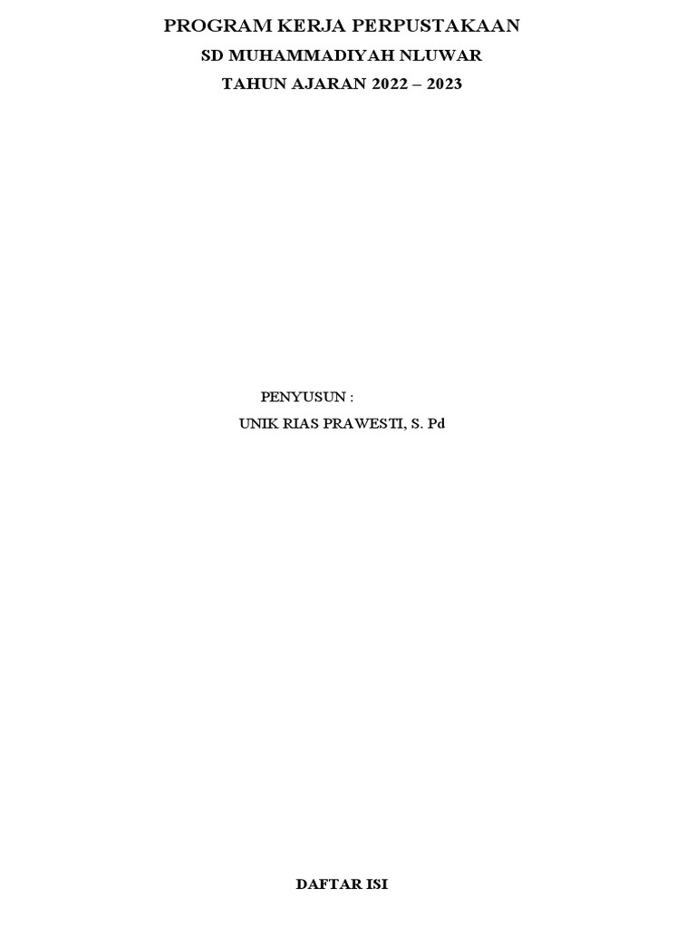 Program Kerja Perpustakaan SD 2022-2023 | PDF