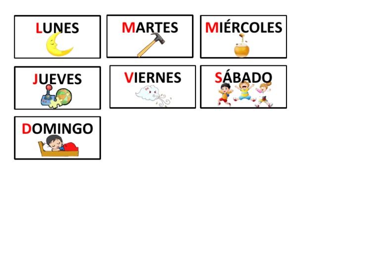 Dias de La Semana Con Dibujos para Cartel | PDF