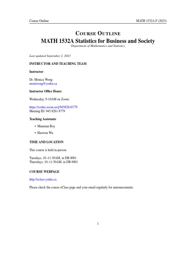MATH 1532A Course Outline 2023 | PDF | Academic Integrity | Mathematics