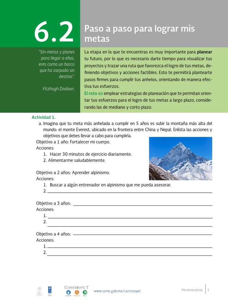 6.2 E Paso A Paso para Lograr Mis Metas | PDF | Planificación