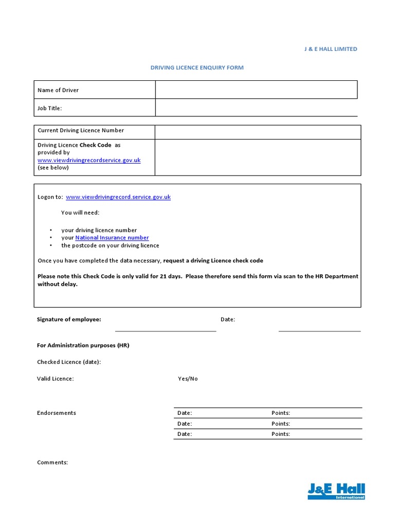 Driving Licence Enquiry Form | PDF