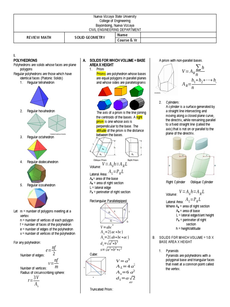 Solid Geometry | PDF | Sphere | Area