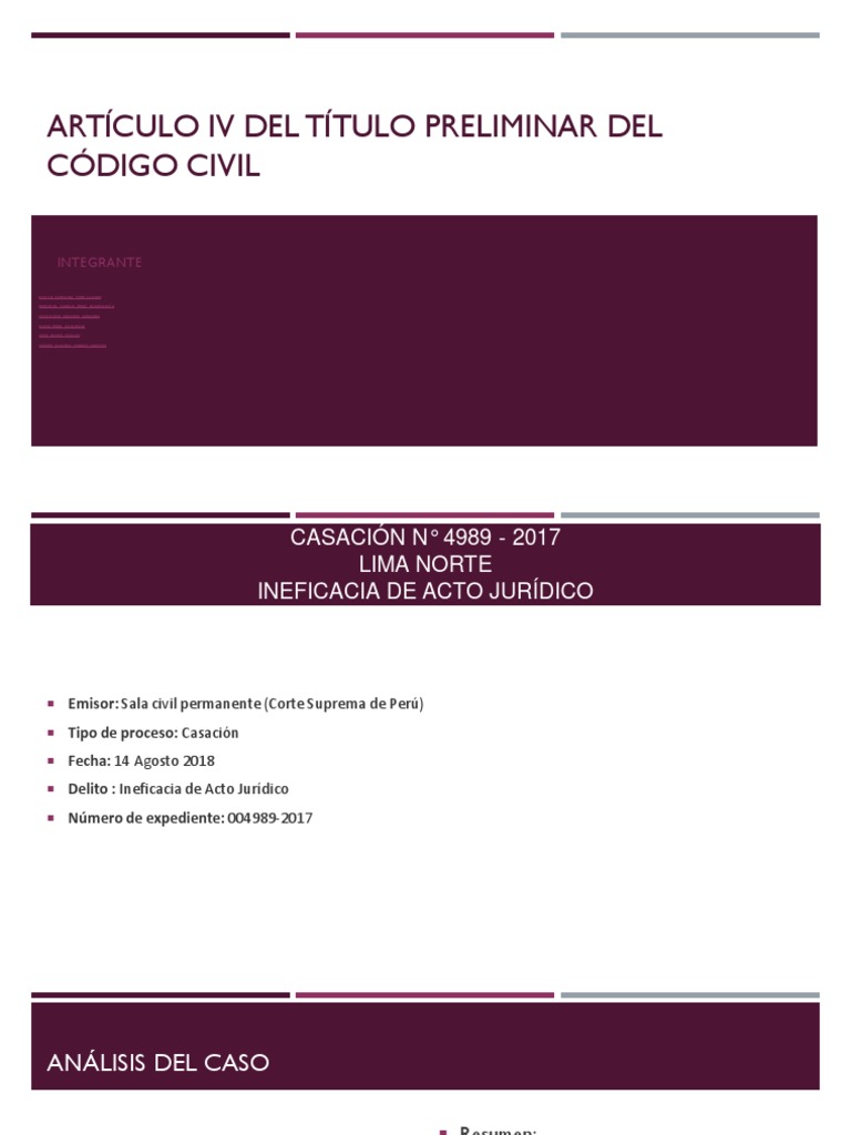 Artículo IV Del Título Preliminar Del Código Civil | PDF