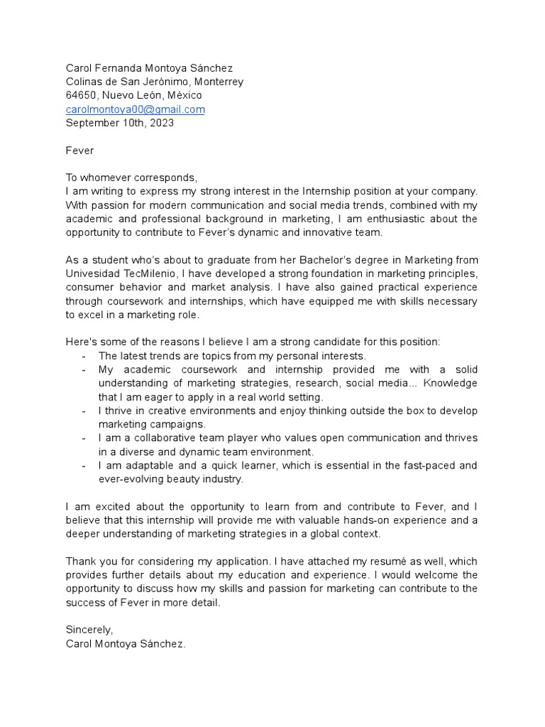 Cover Letter Fever | PDF