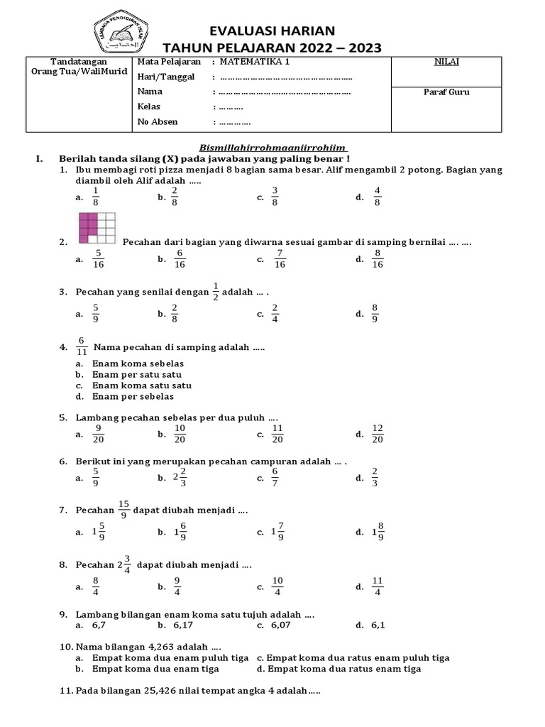 KLS 4-Uh 1 Mtk-Pecahan | PDF