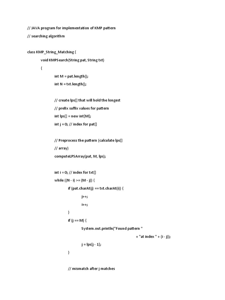 KMP String Matching | PDF | String (Computer Science) | Mathematical Logic KMP String Matching | PDF | String (Computer Science) | Mathematical Logic