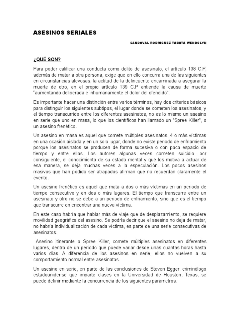 Asesinos Seriales. | PDF | Asesino en serie | Comportamiento