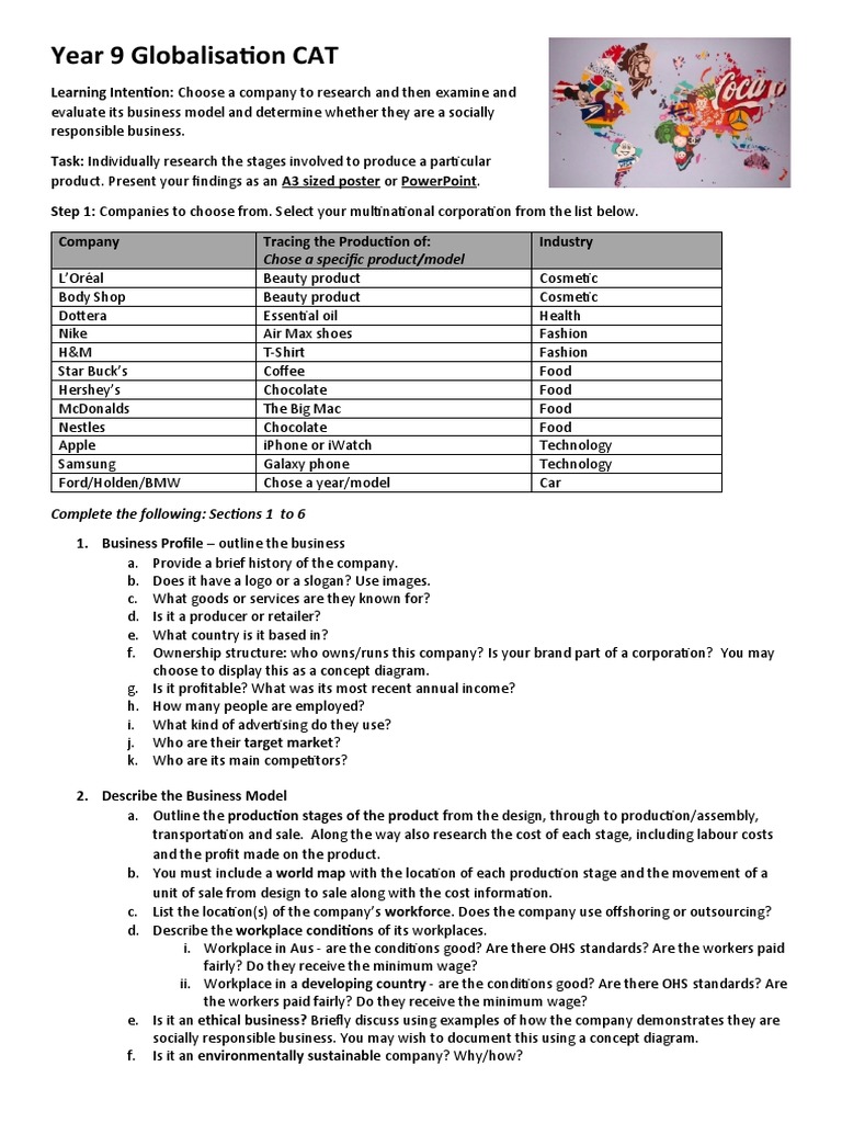 Year 9 Globalisation CAT Final | PDF