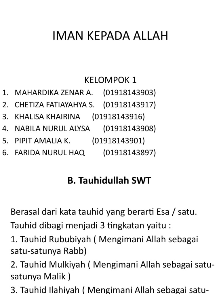 Iman Kepada Allah Lengkap | PDF