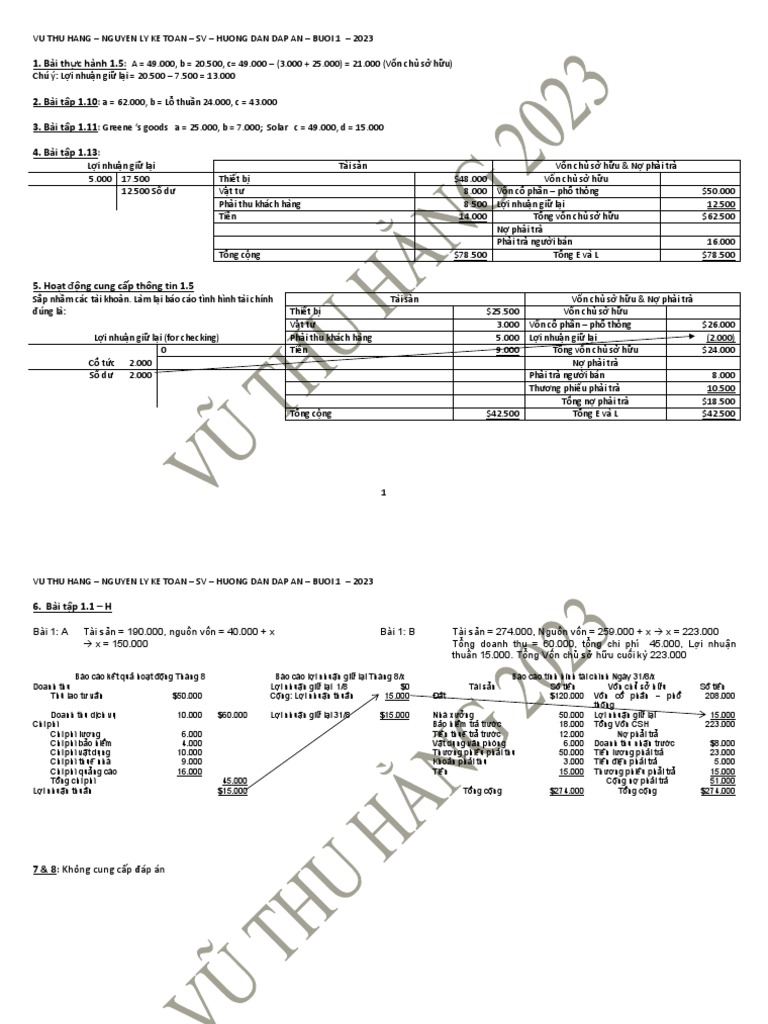 Dap An Buoi 1 - 2023 | PDF