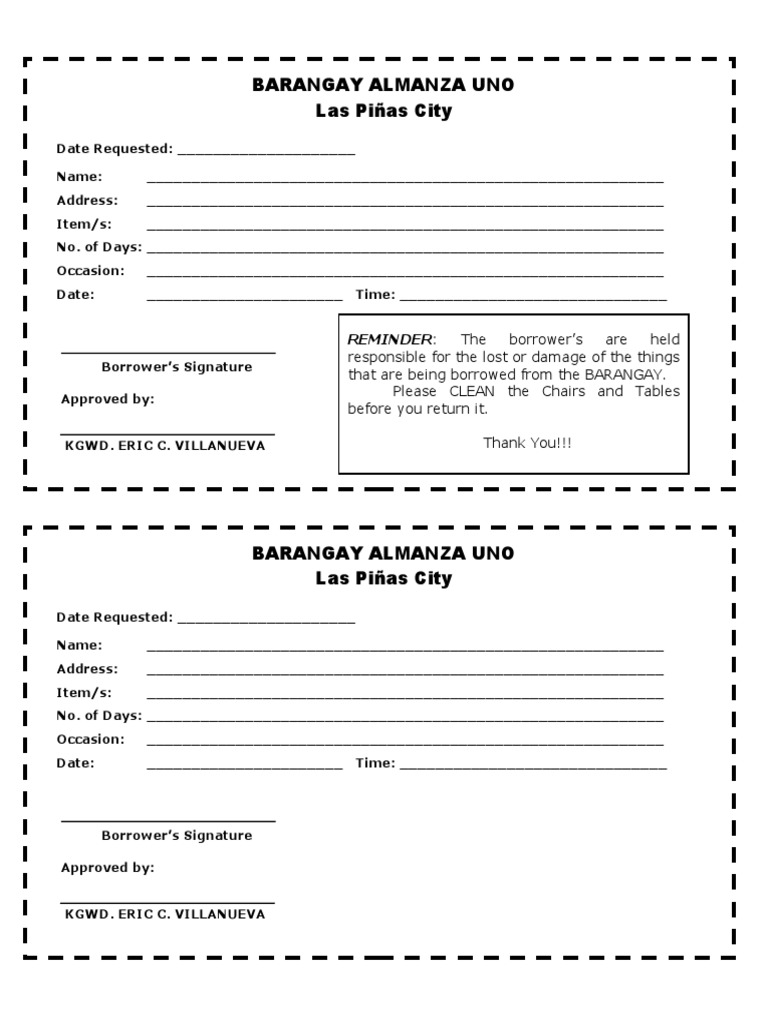 Borrowers Form | PDF