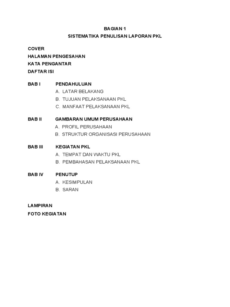 Struktur Penulisan Laporan PKL | PDF