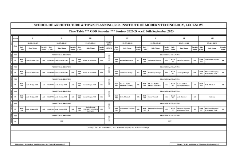 Time Table 2023-24 ODD SEM | PDF