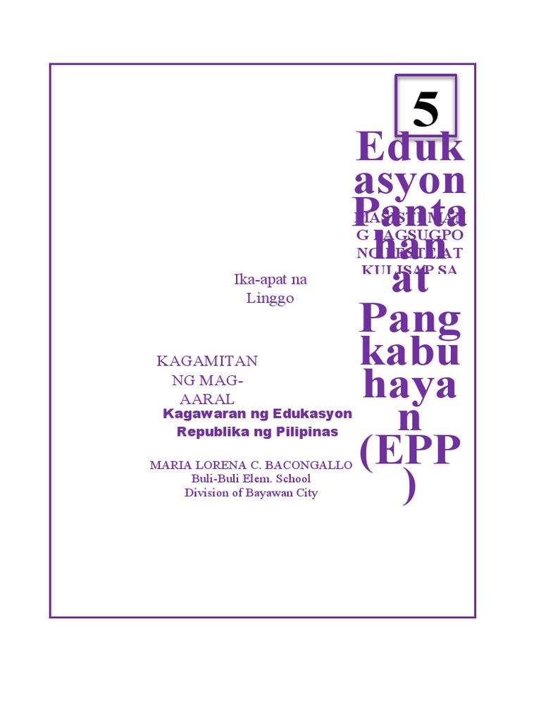 EPP 5 Module Ika Apat Na Linggo Final | PDF