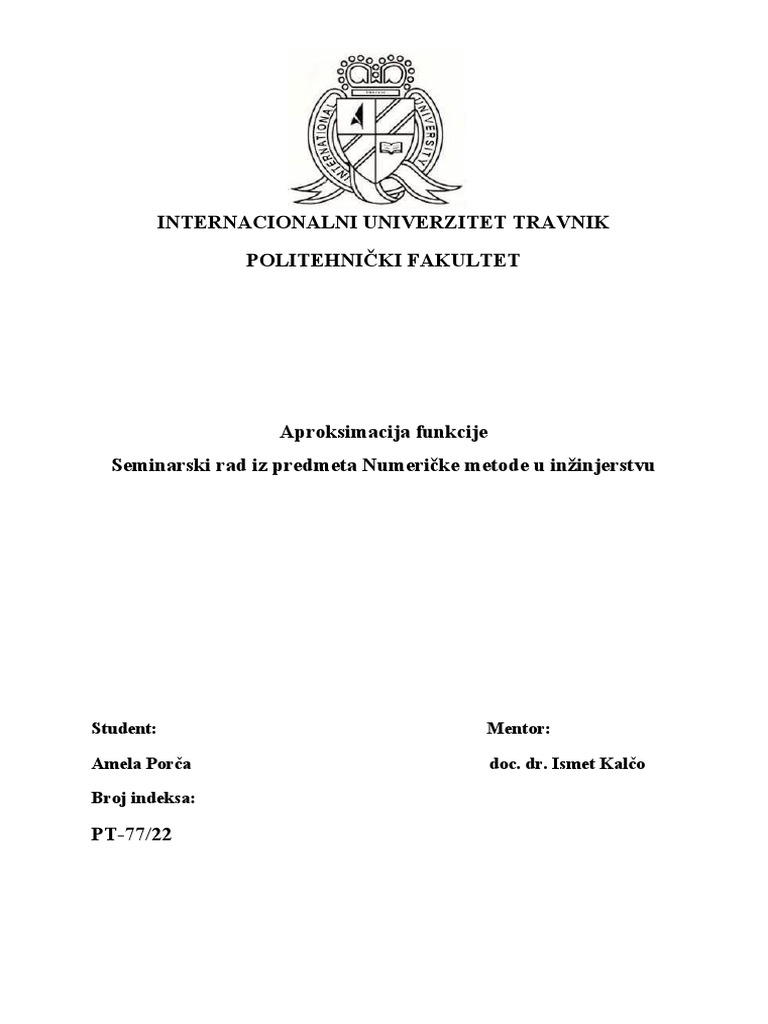 Numericke Metode Seminarski Rad | PDF