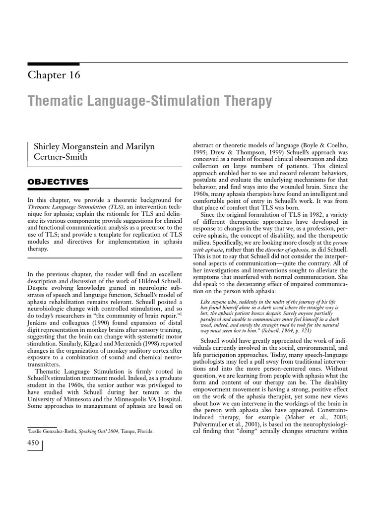 Thematic Language-Stimulation Therapy | PDF | Aphasia | Therapy