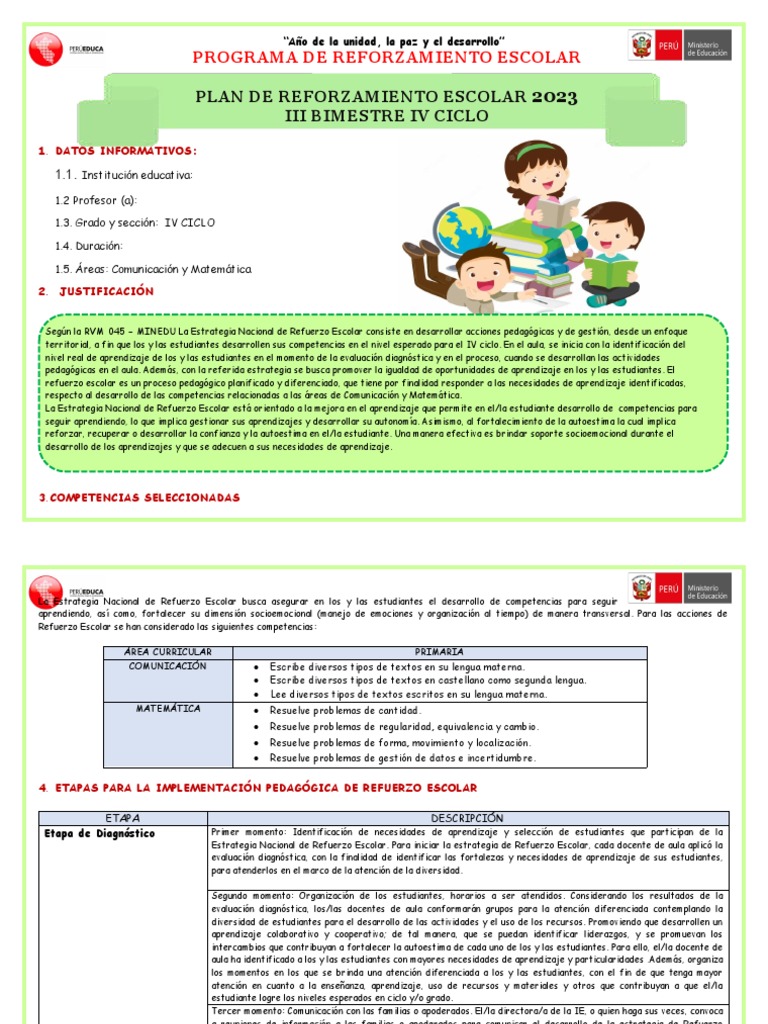 IV Plan de Reforzamiento III Bimestre Planificador Eda 7 y 8 | PDF