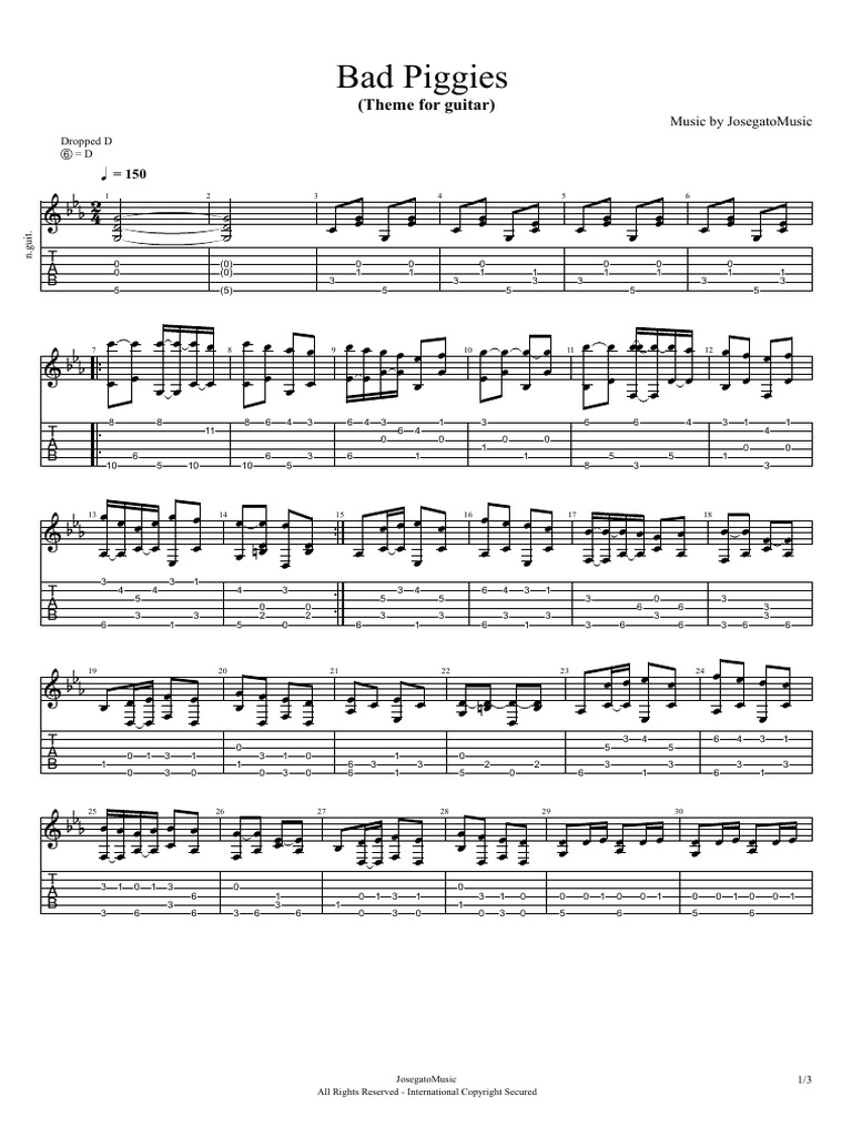 Bad Piggies (Trans. JosegatoMusic) Tabs PDF | PDF