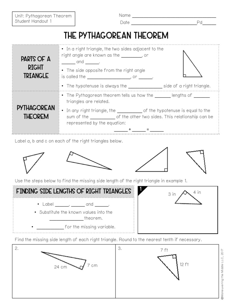 Pythagorean Theorem Notes | PDF | Triangle | Elementary Mathematics