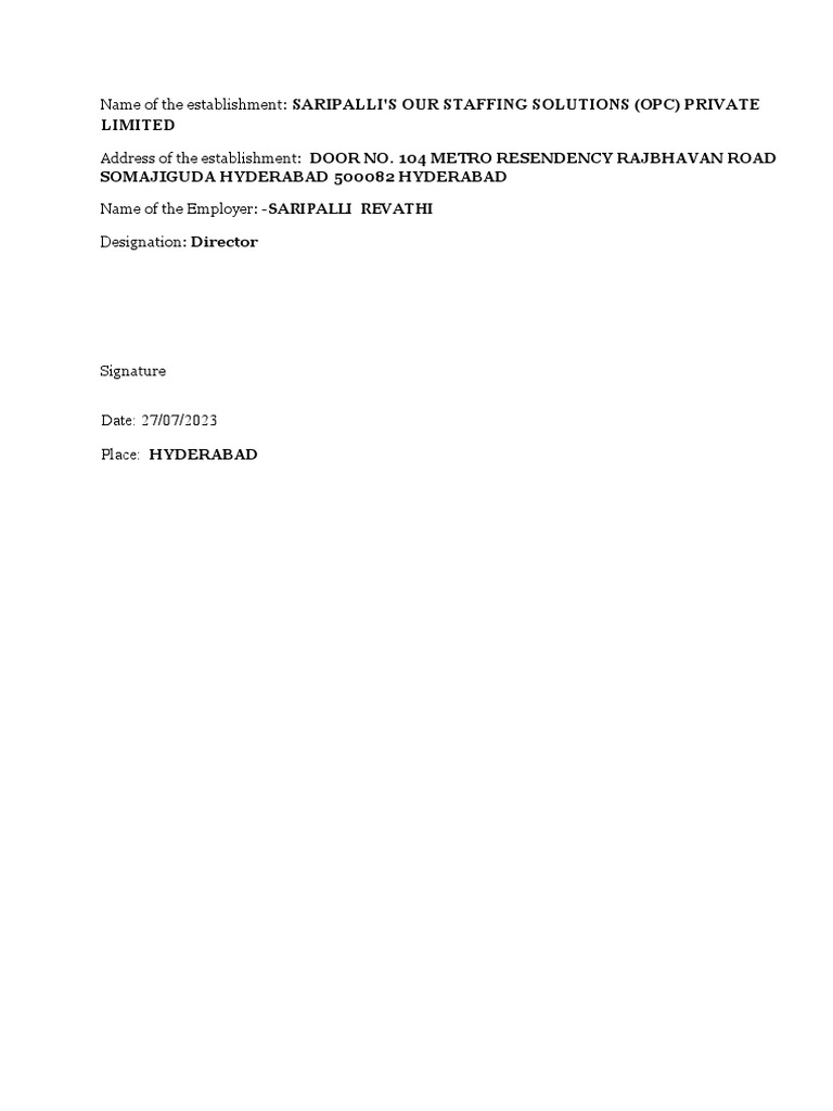 Specimen Signature For Esi PF | PDF | Self-Improvement