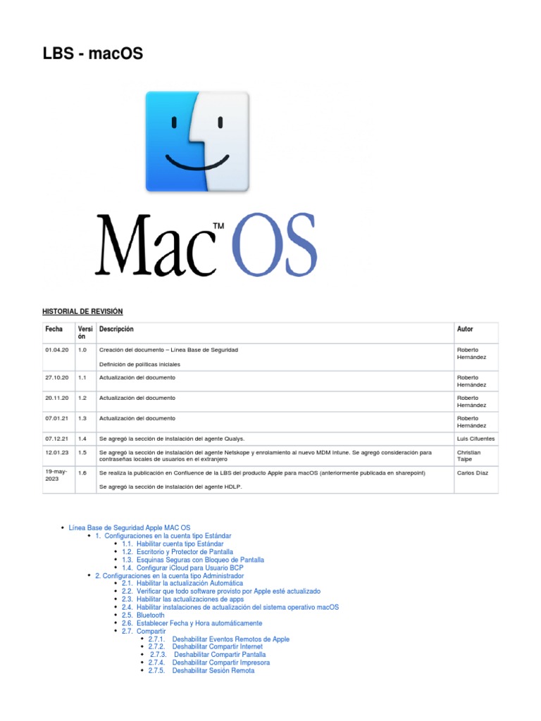Línea Base de Seguridad Apple MAC OS | PDF