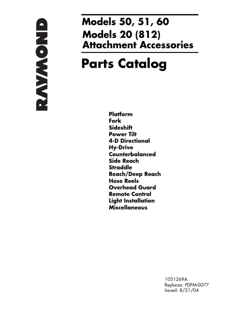 Parts Catalog: Models 50, 51, 60 Models 20 (812) Attachment Accessories ...
