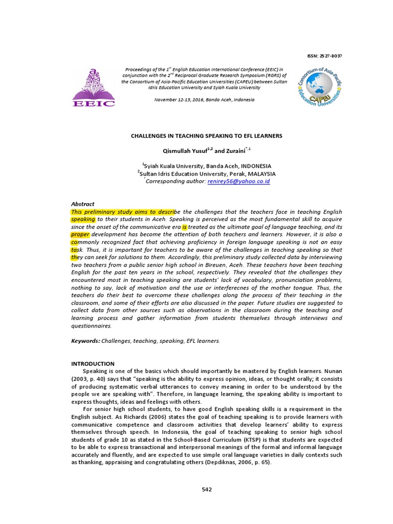 Challenges Speaking | PDF | English As A Second Or Foreign Language ...