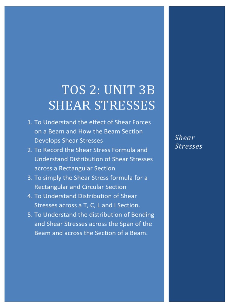 Unit 3B Spanning Members - Beams - Shear Stresses | PDF