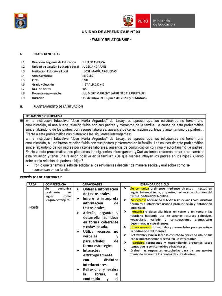 Unidad de Aprendizaje 3 Ingles | PDF | Aprendizaje | Comunicación humana