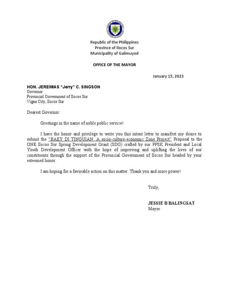 Intent Letter 1 IS-SDC | PDF