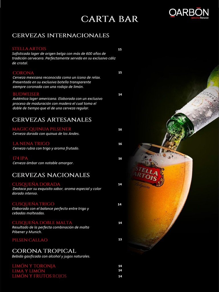 Carta de Bebidas del Bar Mexicano | PDF