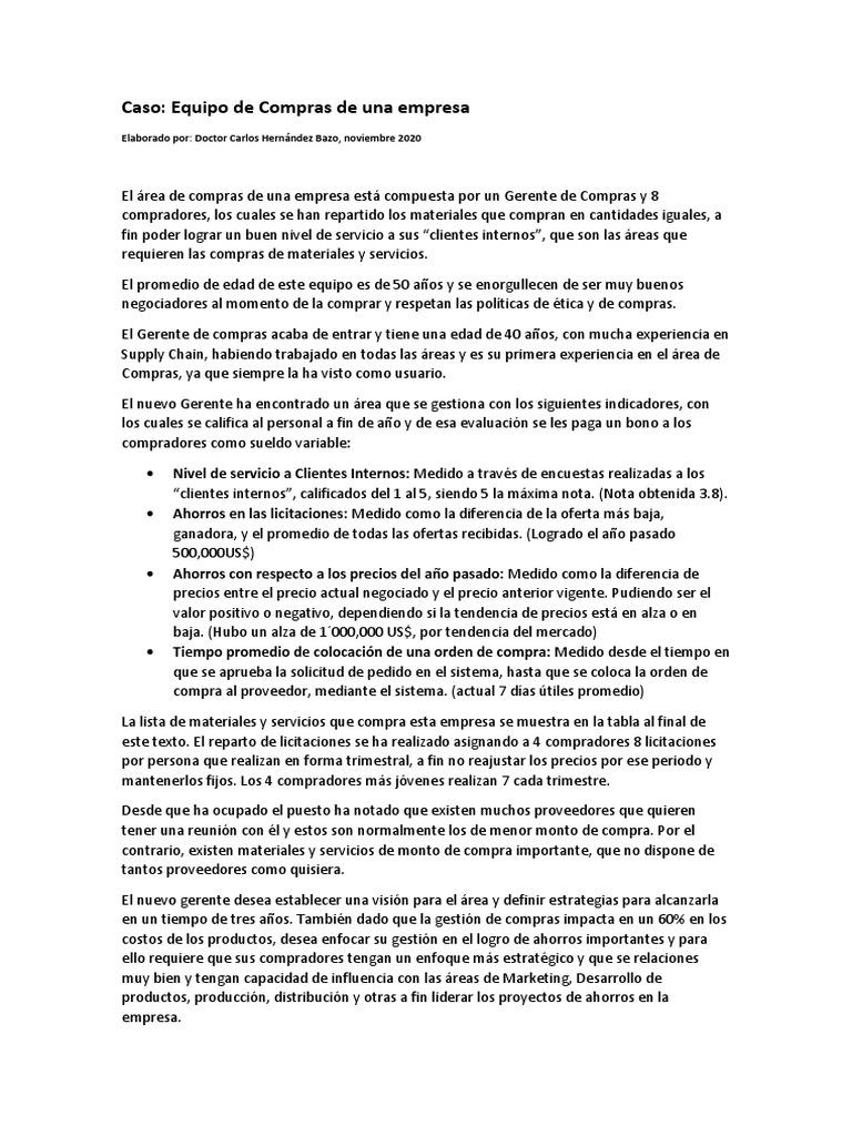 Caso 5 - Equipo de Compras de Una Empresa | PDF