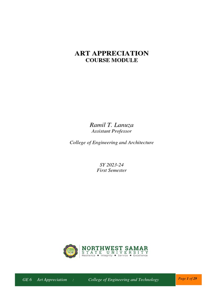 MODULE-Arts Appreciation - First Sem - SY2023-24 | PDF | Art