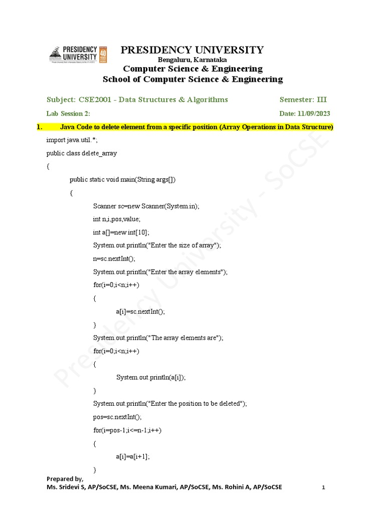Java Array Deletion Techniques Pdf Data Structure Computer 6994