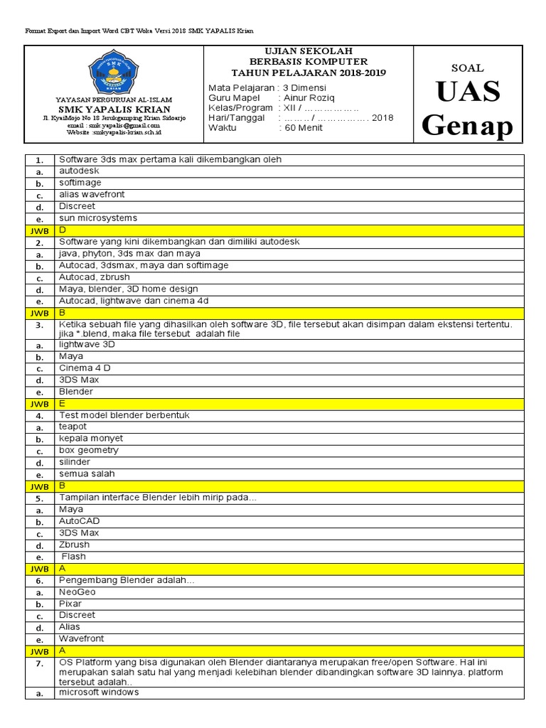 Soal 3D 60 Soal | PDF